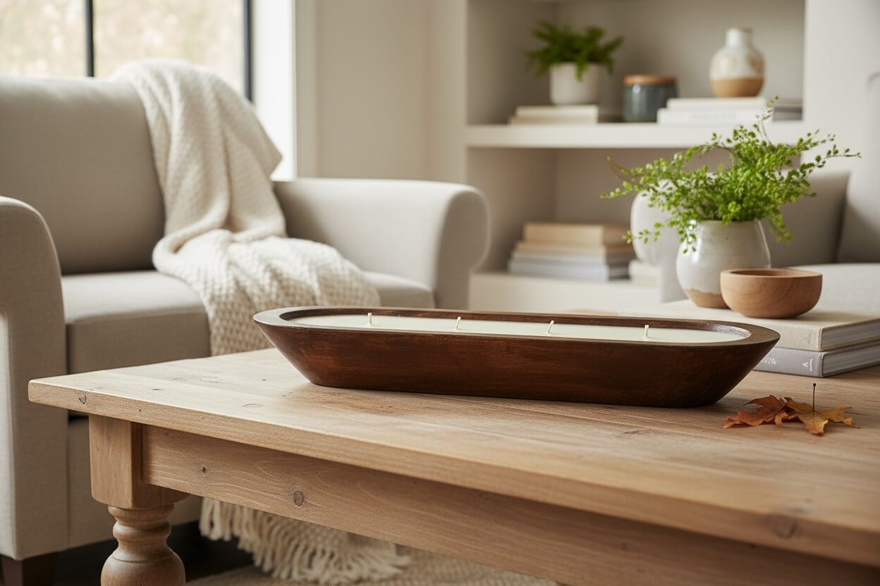 19” Mango Wood Soy Candle Bowl | 4-Wick Luxury CandleSmall Bread Bowl ...